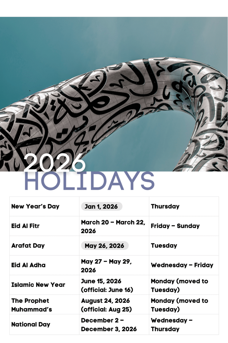 UAE Holidays 2026 Calendar - All Dates with Holidays Downloadable ...